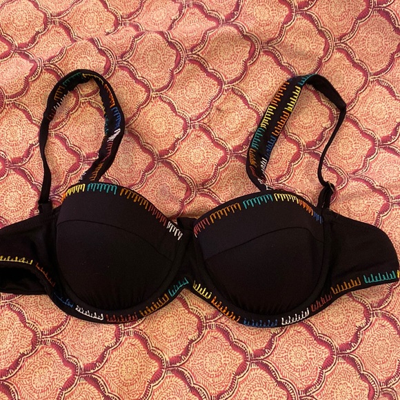 Soluna Swim | Swim | Soluna S Small Black Bikini Top Colorful Thread ...